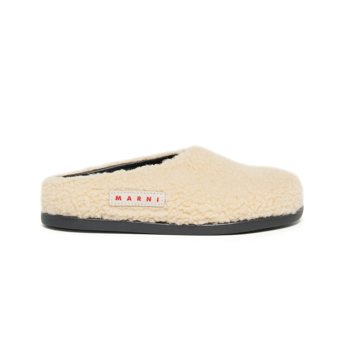 Marni girl mules slippers in teddy with logo | BRAVE KID